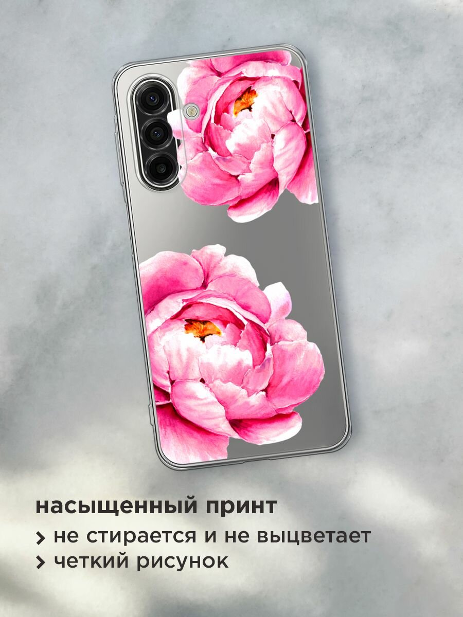 Чехол на Samsung Galaxy A17 / Самсунг А17 с принтом "Open peonies", прозрачный — фото 1