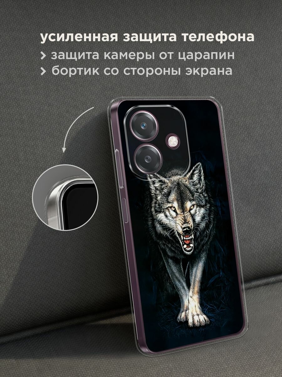 Чехол на Oppo A3/A3x / Оппо А3/A3x с принтом "Злобный волк из ночи" — фото 1