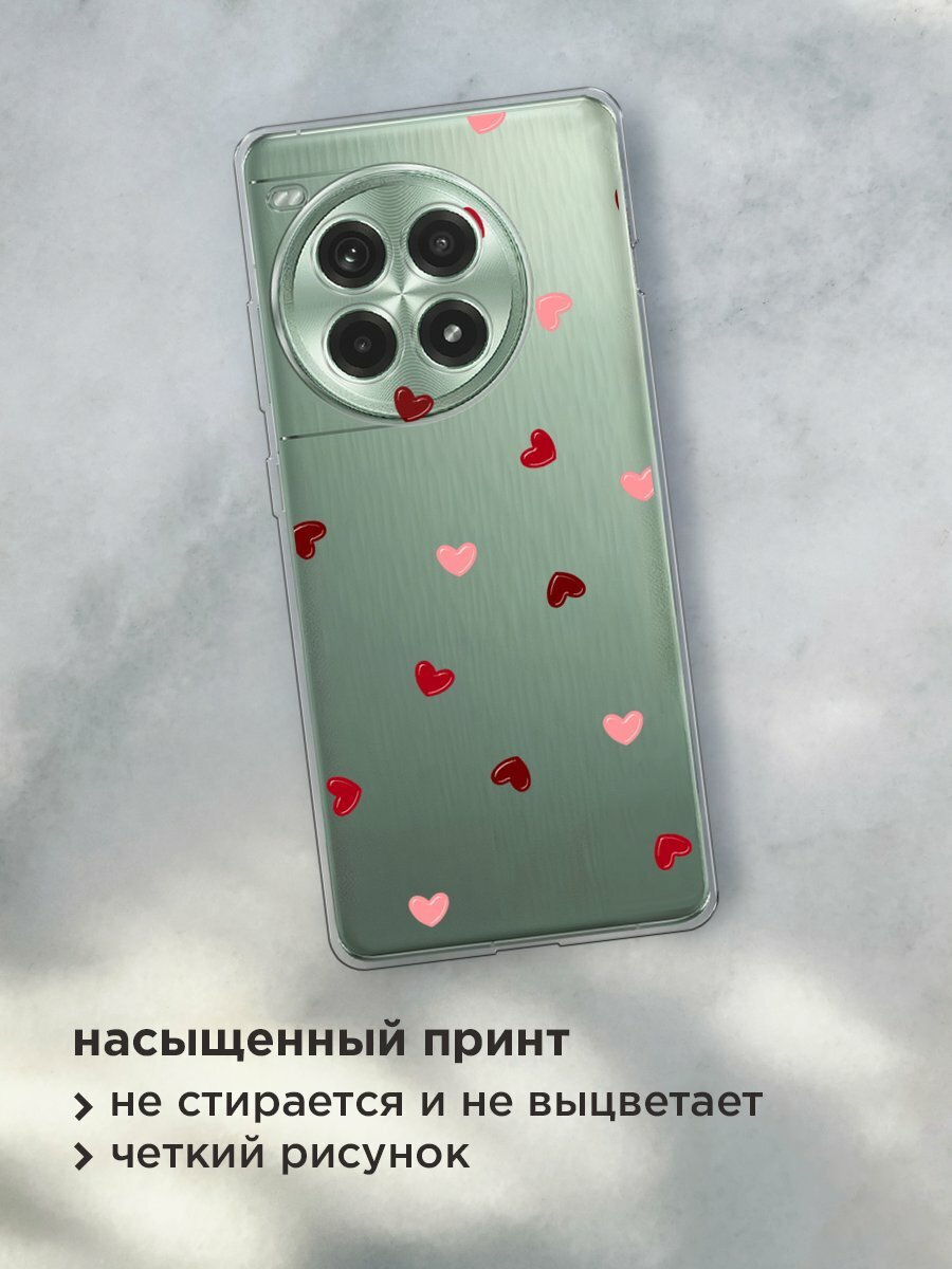 Чехол на OnePlus Ace 3 Pro / Ван Плас Эйс 3 Про с принтом "Бордовые сердечки 2" — фото 1