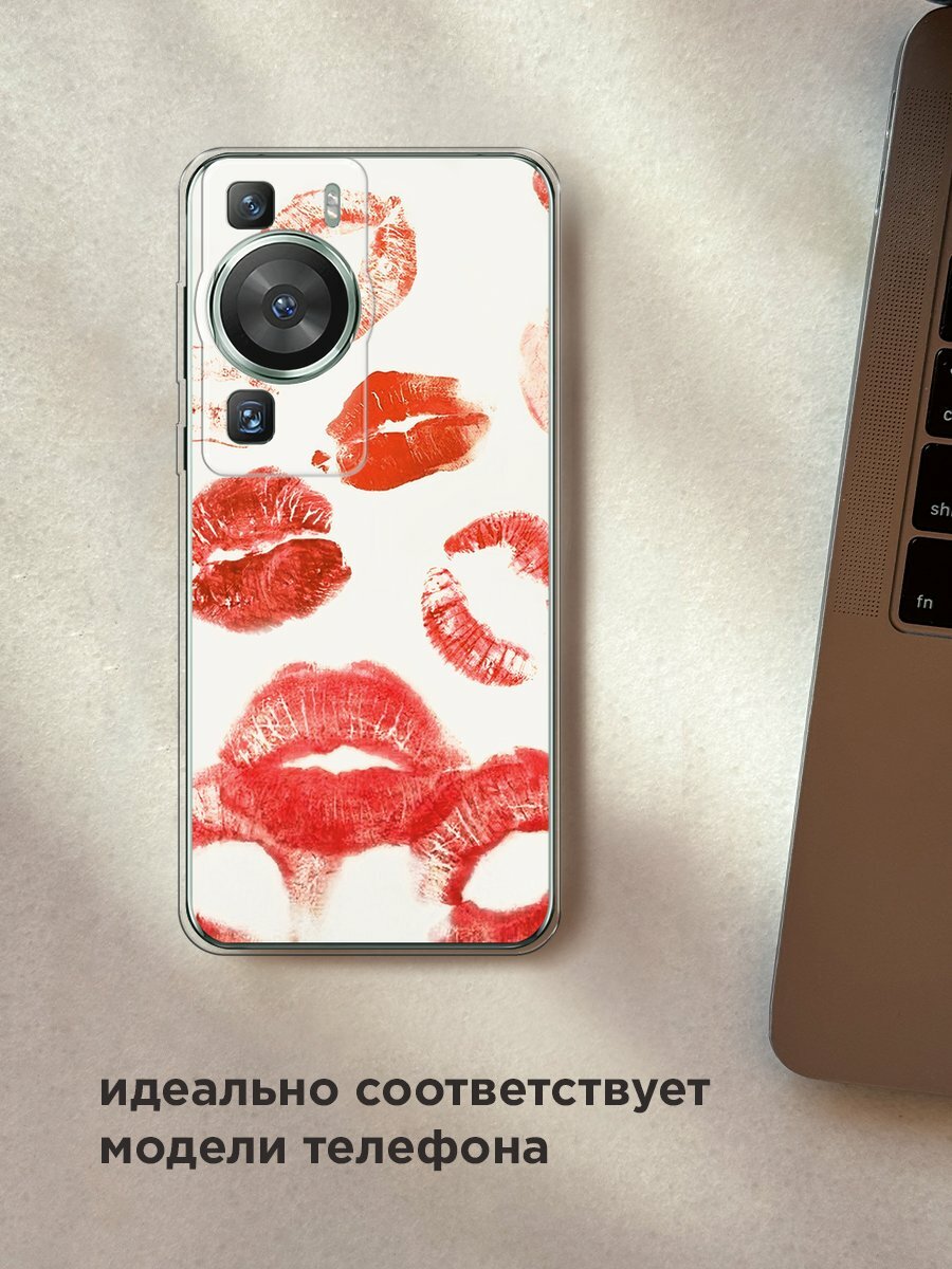 Чехол на Huawei P60/P60 Pro / Хуавей P60/P60 Про с принтом Следы помады — фото 1