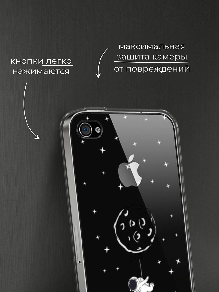 Чехол на Apple iPhone 4/4S / Айфон 4/4S с принтом "Лунный полет", прозрачный — фото 1
