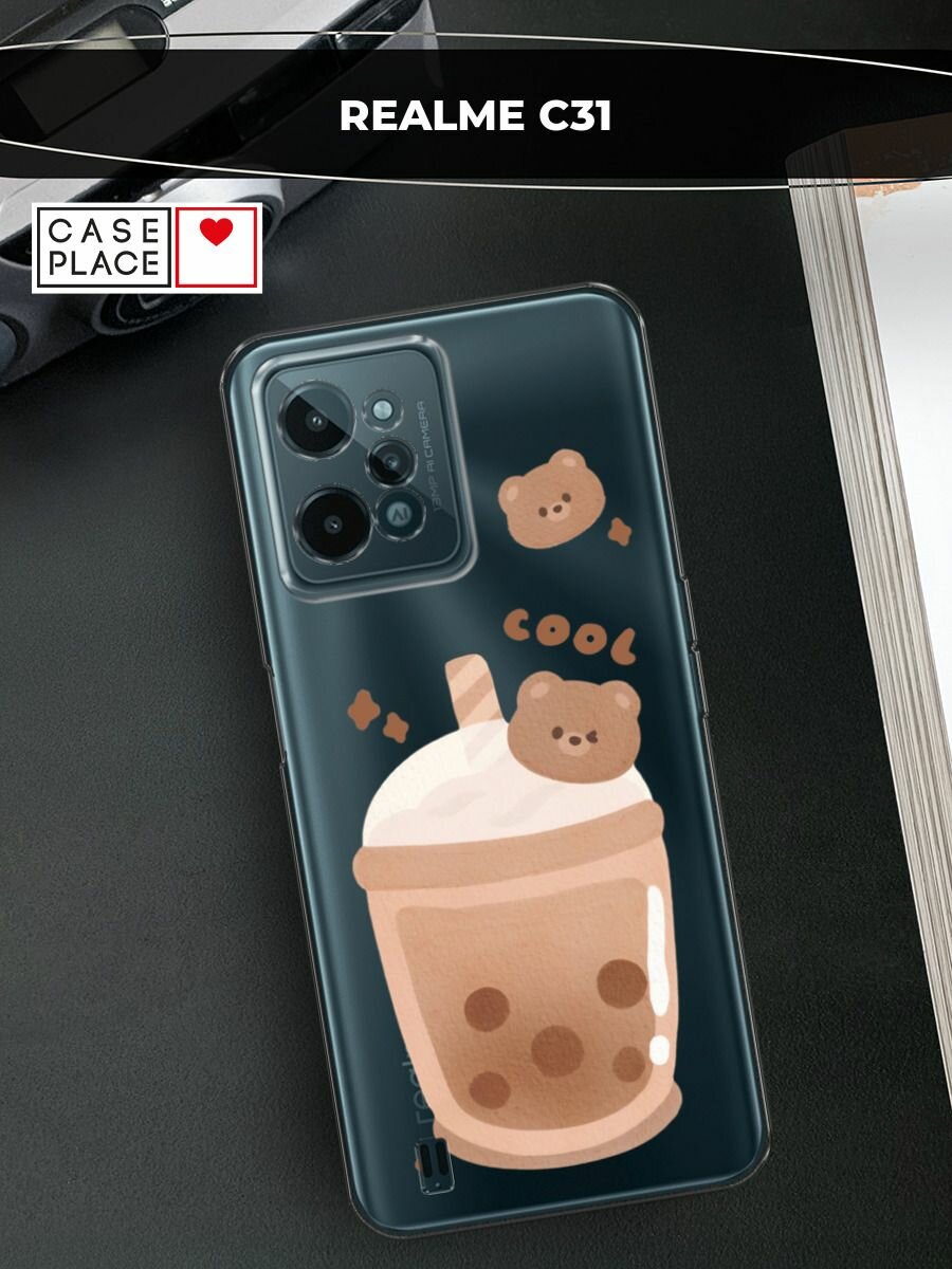 Чехол на Realme C31 / Реалми C31 с принтом "Кофе 2", прозрачный