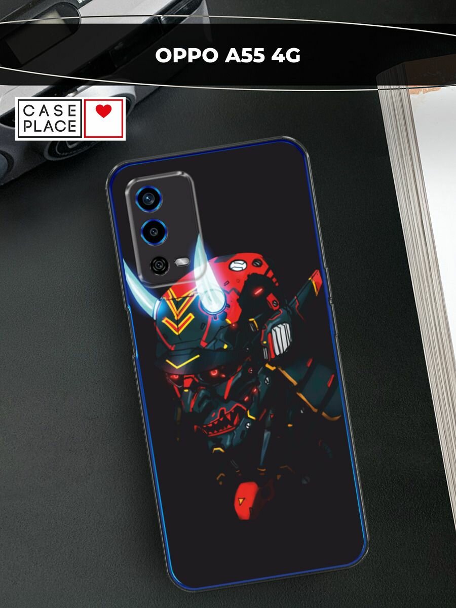 Чехол на Oppo A55 4G / Оппо А55 4G с принтом "Неоновый самурай"