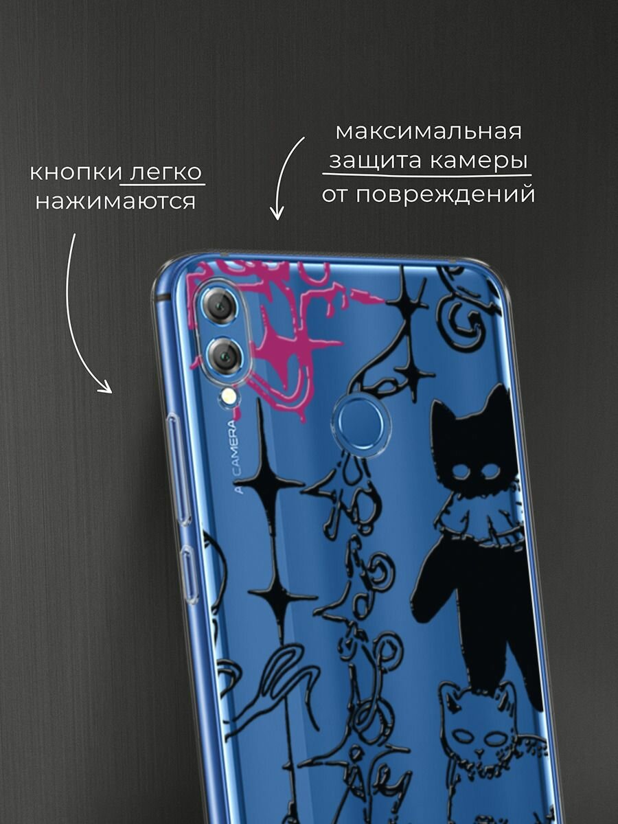 Чехол на Honor 8X / Хонор 8Х с принтом "Готические котики" — фото 1