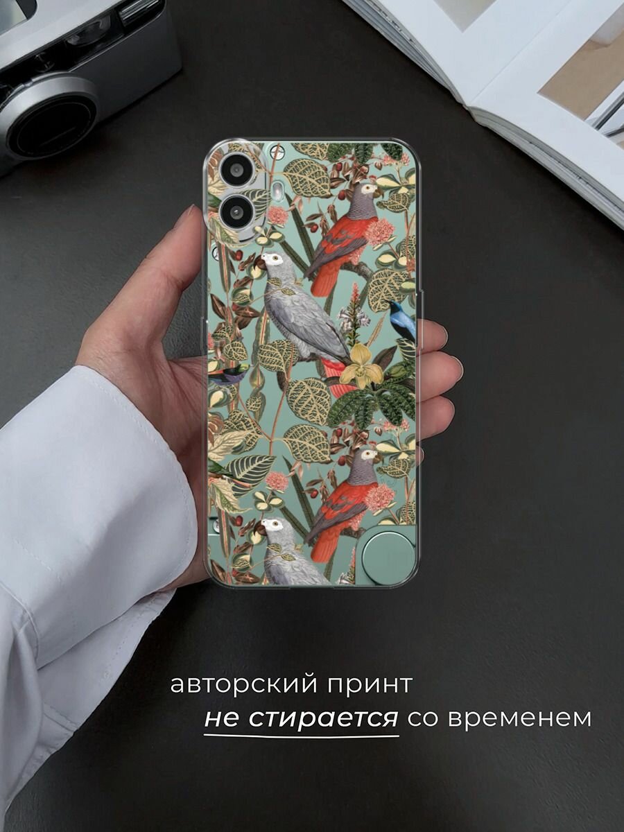 Чехол на CMF Phone 1 / CMF Фон 1 с принтом "Tropical pattern", прозрачный — фото 1