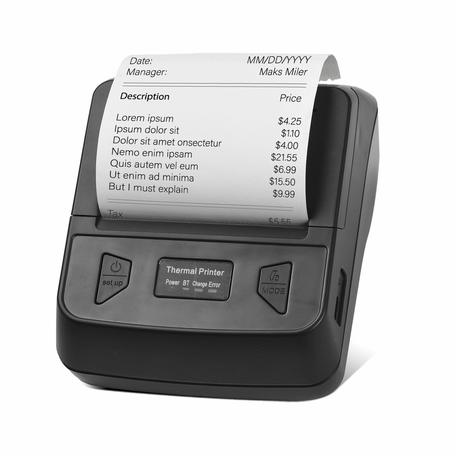 Термопринтер портативный 80 мм Bluetooth для чеков Android/iOS/Windows