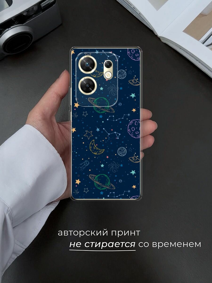 Чехол на Infinix Zero 30 4G / Инфиникс Зеро 30 4G с принтом "Темно-синий космос" — фото 1
