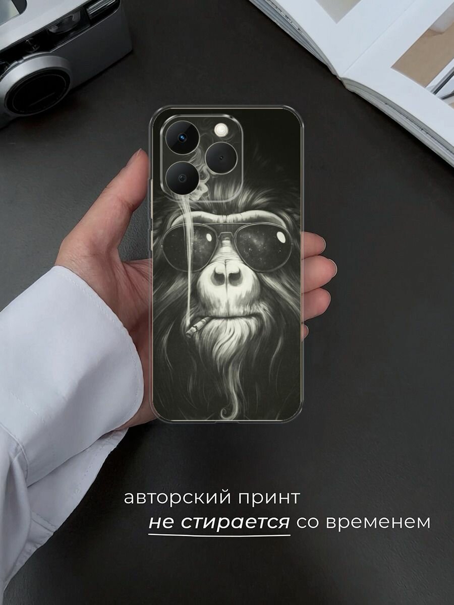 Чехол на Realme 15T / Реалми 15Т с принтом "Обезьяна в очках" — фото 1