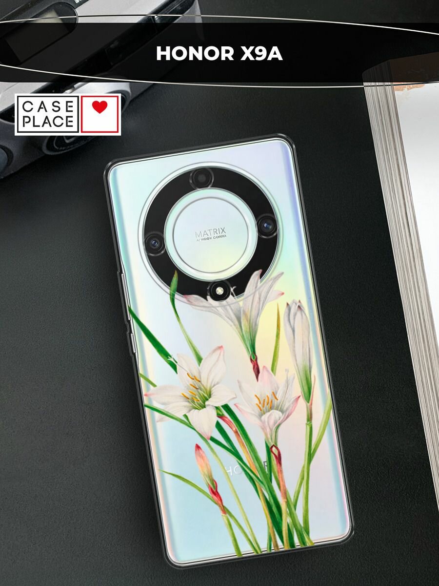 Чехол на Honor X9A / Хонор X9A с принтом "White lily", прозрачный