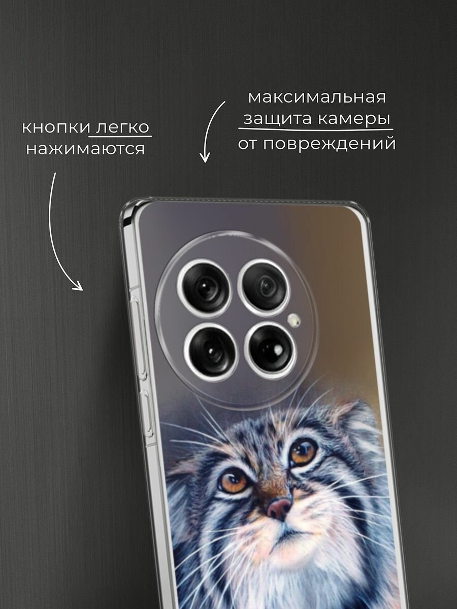 Силиконовый чехол на OnePlus 13 / Ван Плас 13 с принтом "Кот манул 2" — фото 1