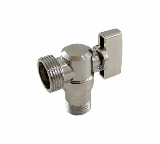 Кран шаровой 1/2" х 3/4" для подключения санитарных приборов угловой, хром STI