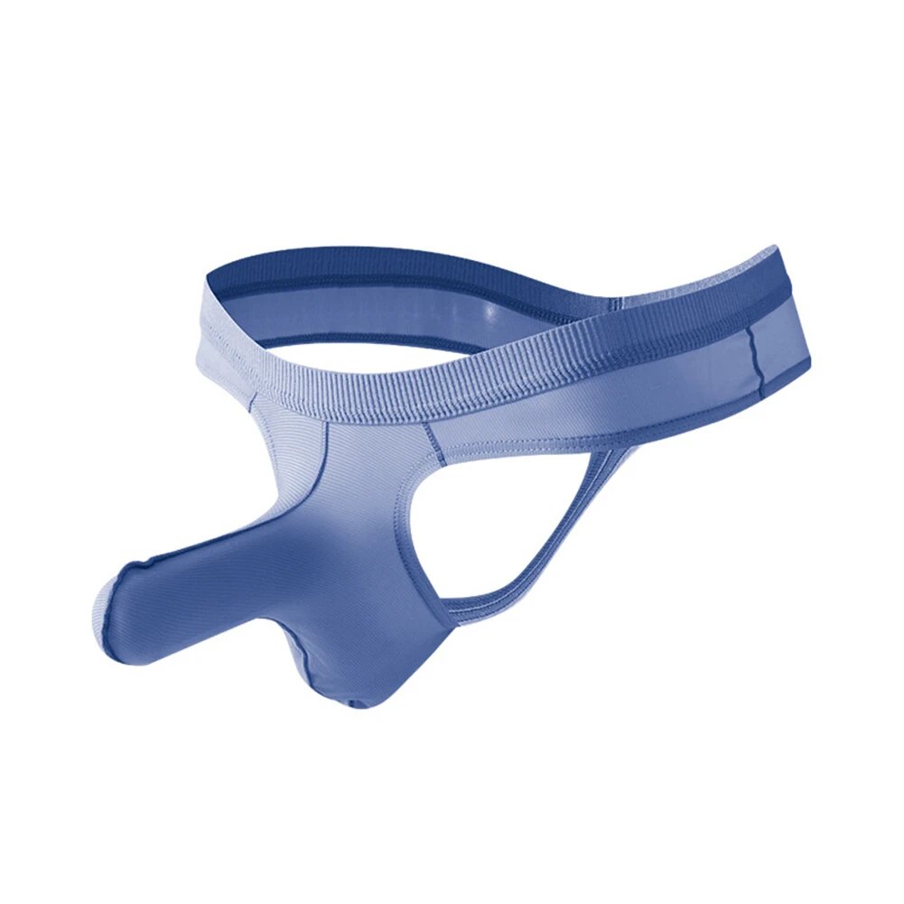 Мужское сексуальное нижнее белье, стринги, стринги, трусики-стринги из ледяного шелка с изгибом в виде слона, нижнее белье, быстросохнущие летние Трусики-бикини Синий, XL, Синий