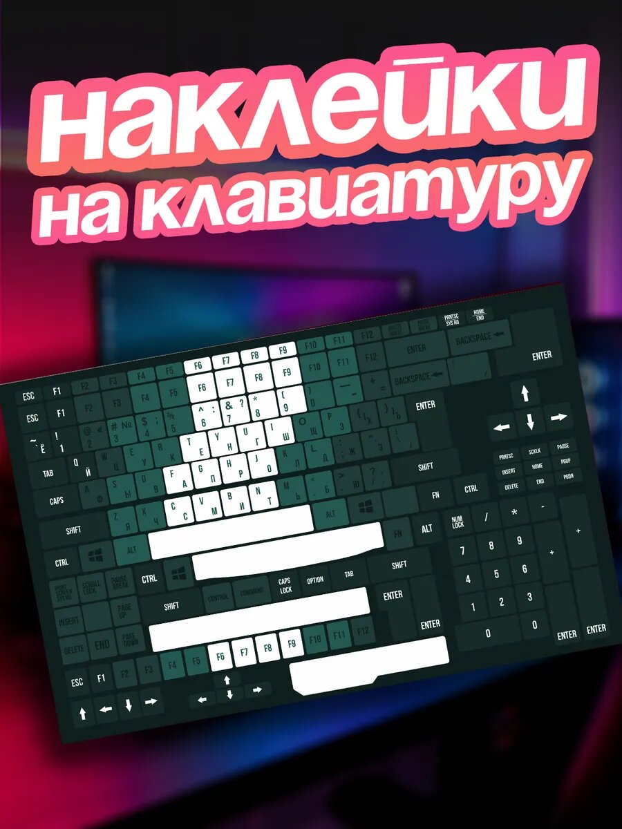 Наклейка на клавиатуру изумрудный эстетика
