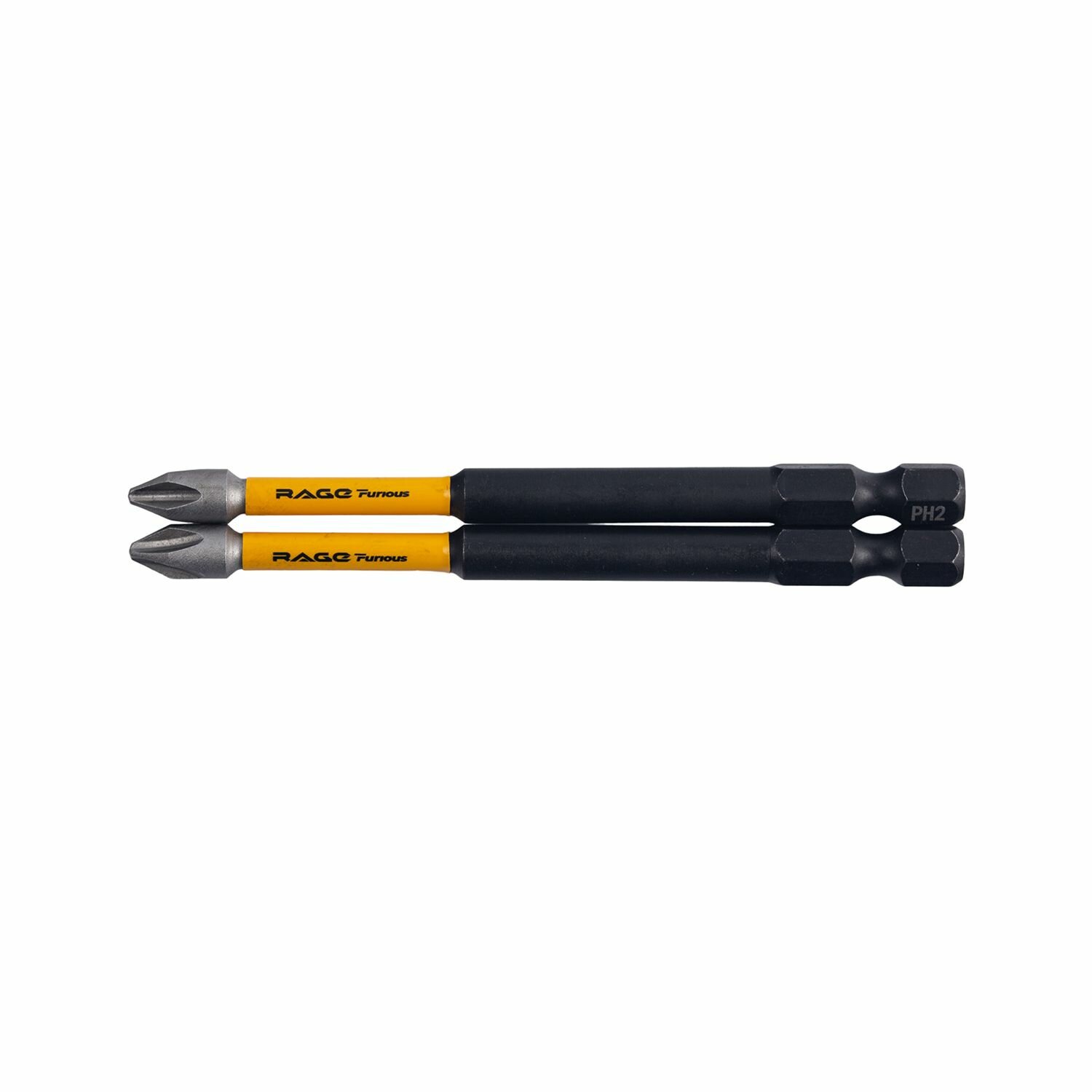 Биты для шуруповерта RAGE Furious торсионные, Impact, 2 шт, S2, PH2x90 мм