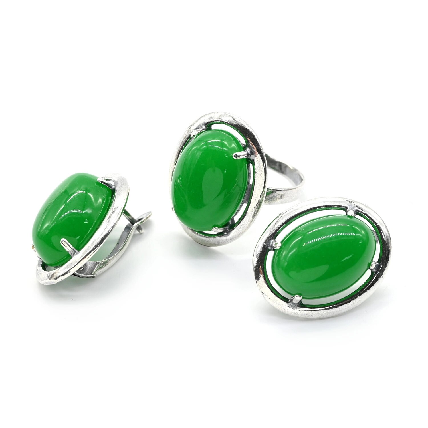 Комплект бижутерии: кольцо, хризопраз