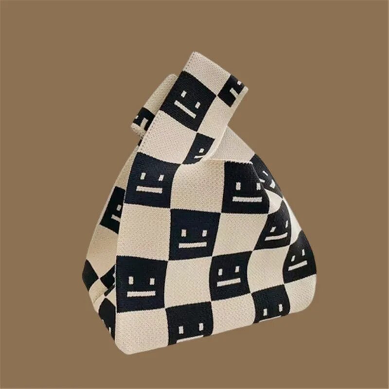 Женская вязаная маленькая сумочка ручной работы, повседневная сумка на запястье, многоразовая студенческая мини-сумка для покупок, подходящая для ежедневного использования на улице