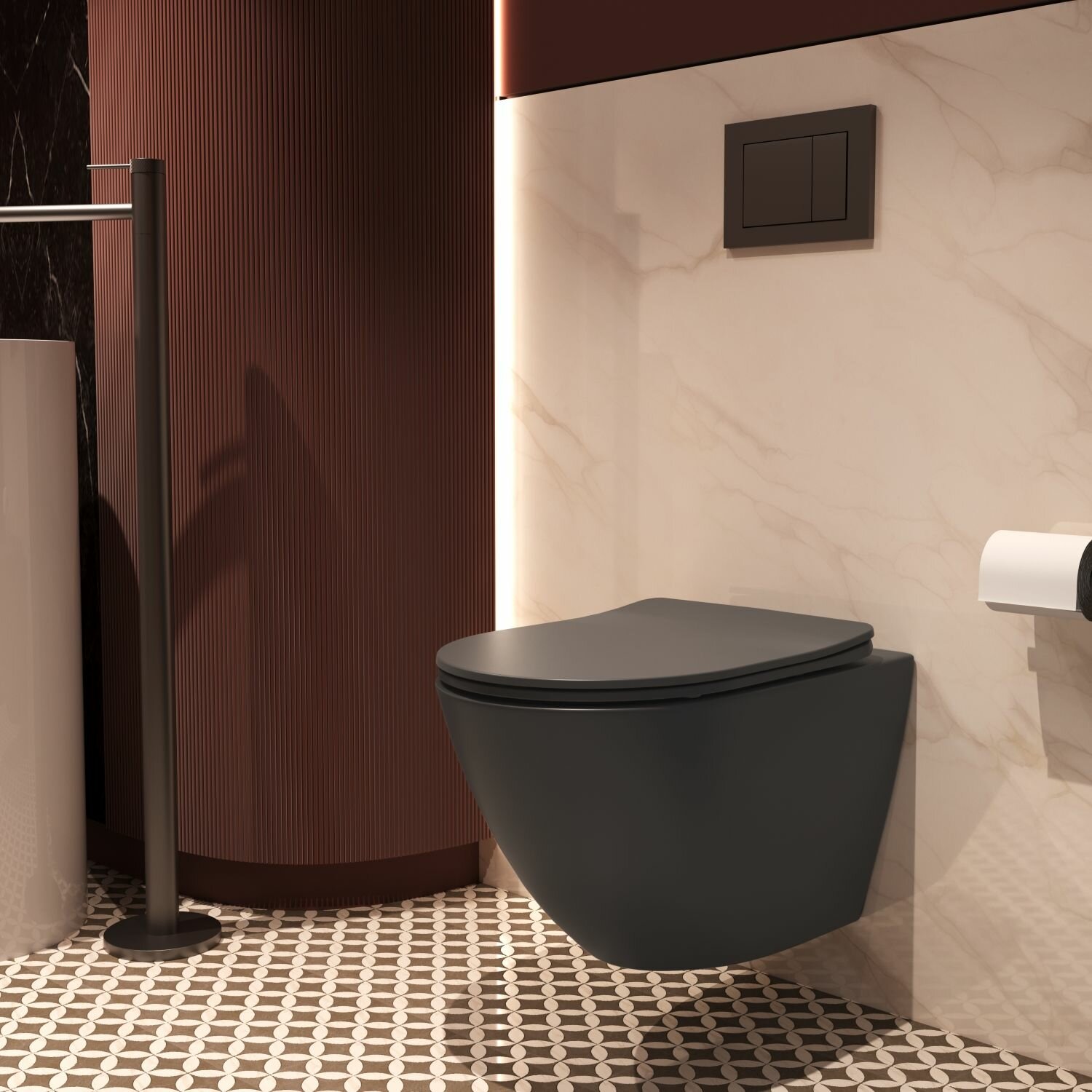 Унитаз подвесной Vincea Глобо (Globo) VT1-14STMA Торнадо, цвет антрацит матовый, ультратонкое сиденье микролифт