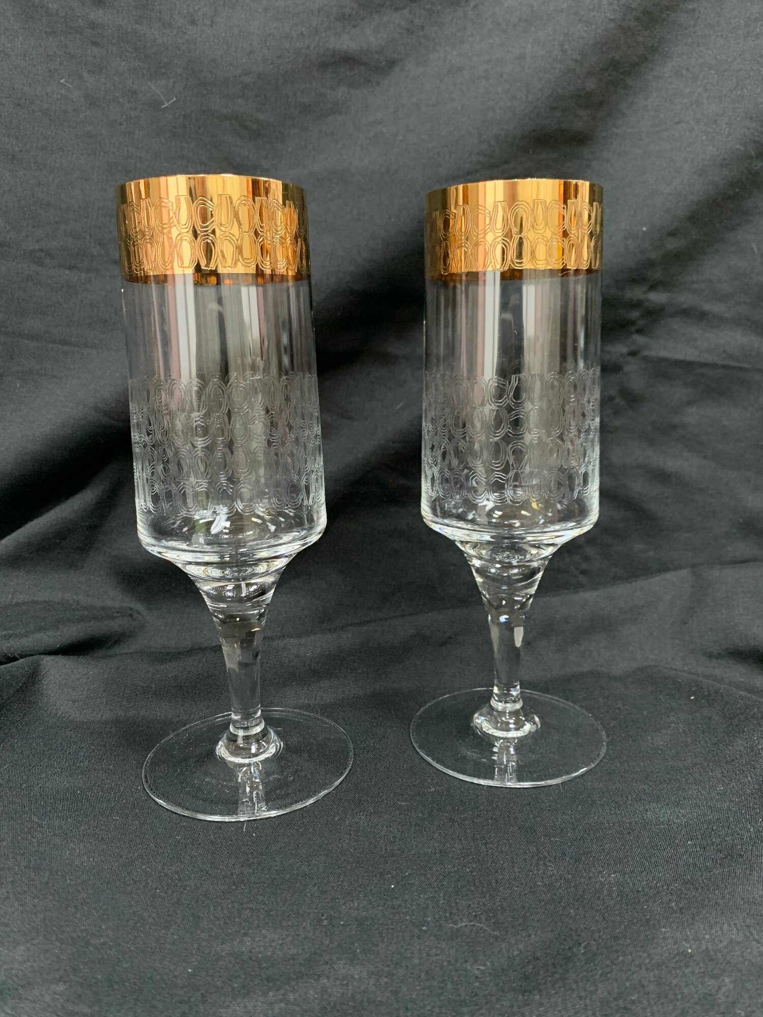 Два фужера с позолотой Богемия