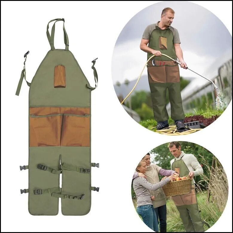 Фартук для садовых работ, одного размера, с несколькими карманами из ткани Оксфорд для хранения большого количества инструментов