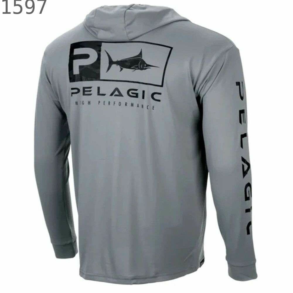 Pelagic Джерси мужская для рыбалки с капюшоном с принтом Точки, рыболовный лонгслив летний солнцезащитный984