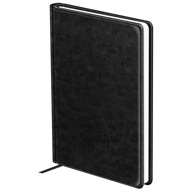 Ежедневник датированный BG Nebraska Black, A5, 2026 г, 176 л, кожзам, чёрный