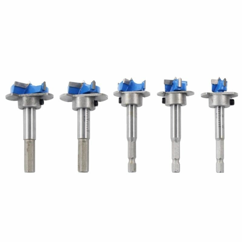 5 шт. сверла Форстнера для сверления по дереву с шестиугольной ручкой, наборы отверстий 15/20/25/30/35 мм