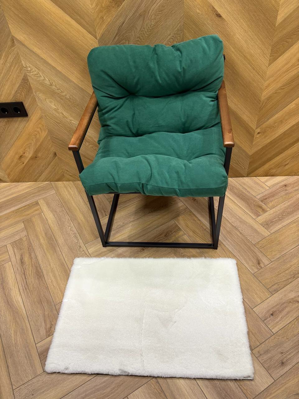 Ковер мех кролика пушистый Мальдивский песок 0,5*0,8 Прямоугольник, белый