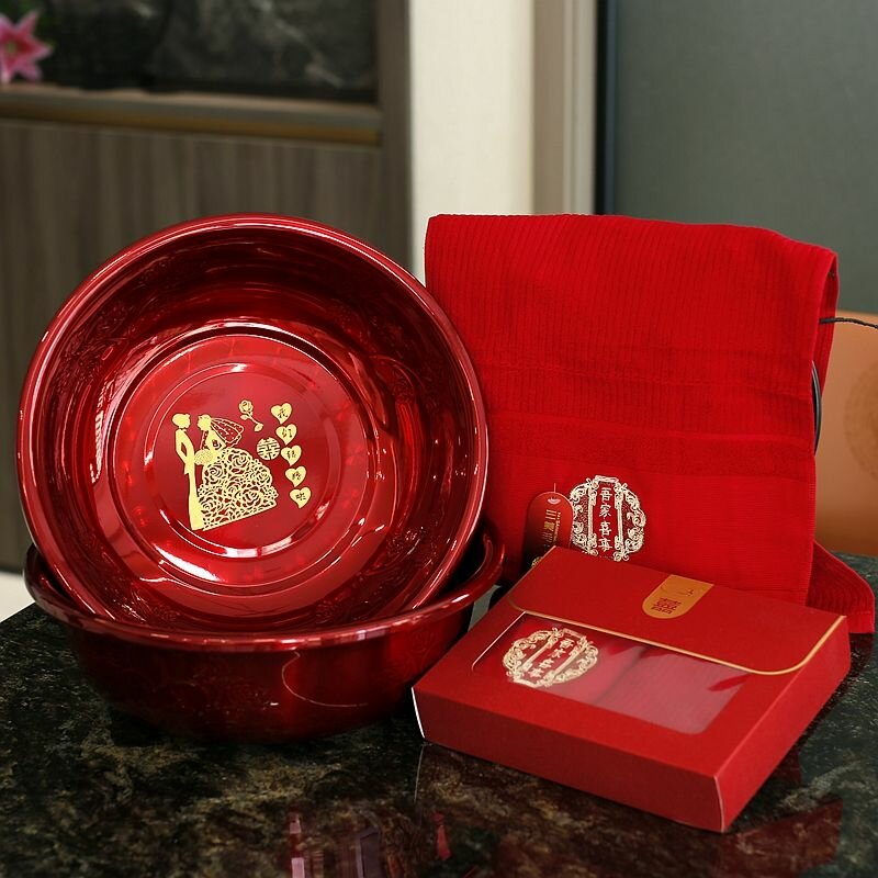 Золотой свадебный таз, свадебный таз невесты, утолщённый таз для туалетных принадлежностей, таз для приданого, красный таз.