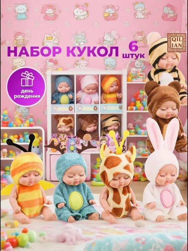 Куколки с закрытыми глазками с дополнительной одежкой Красивый цвет B451