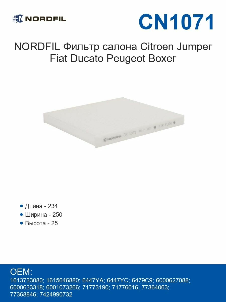 NORDFIL Фильтр салона Citroen Jumper Fiat Ducato Peugeot Boxer