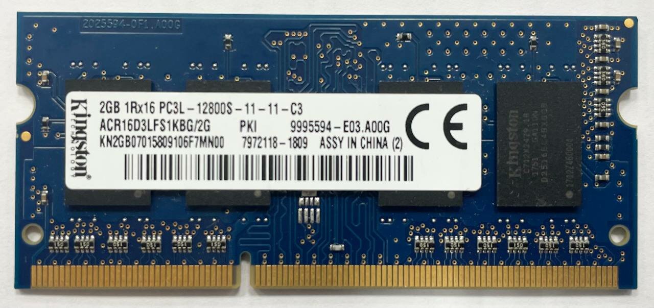Оперативная память SO-DIMM 2Gb Kingston DDR3 1600 (PC3L-12800S-CL11)