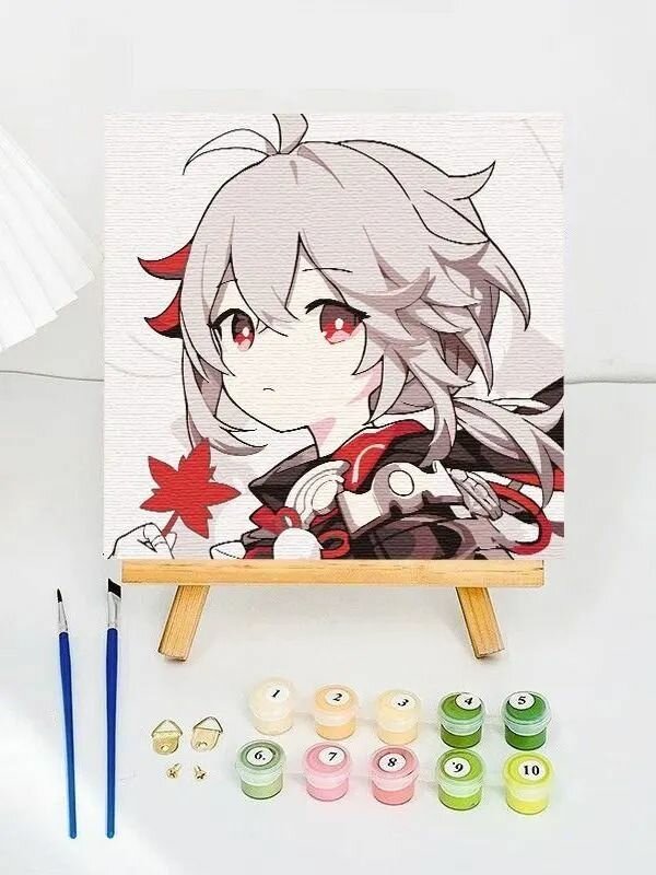 Картина по номерам, Геншин Импакт Кадзуха / Kazuha Genshin Impact, Декоративная роспись 20x20см