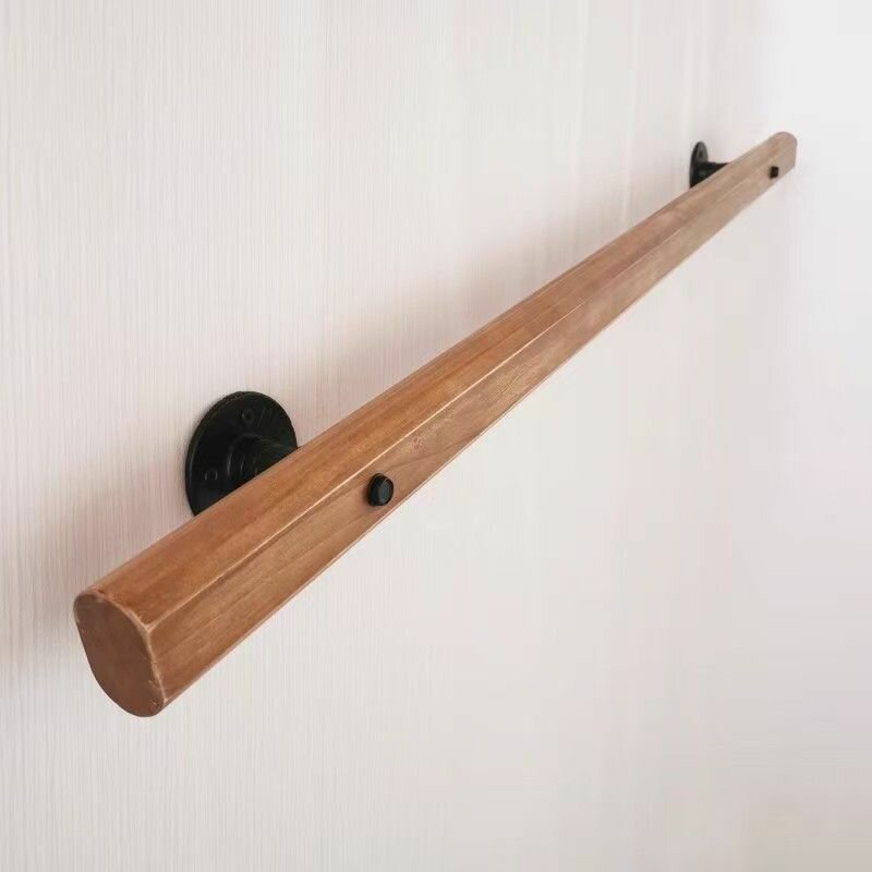 Деревянные перила для лестницы и коридора, антискользящие поручни для детского сада, мансарды, помещений (с черными настенными кронштейнами и винтами)