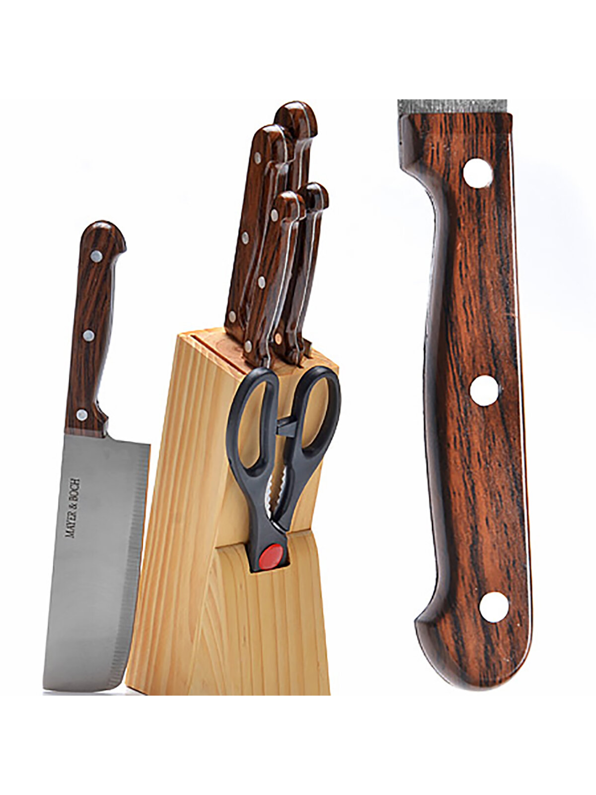 Набор ножей на подставке с топориком MAYER&BOCH, нержавеющая сталь, 7 пр