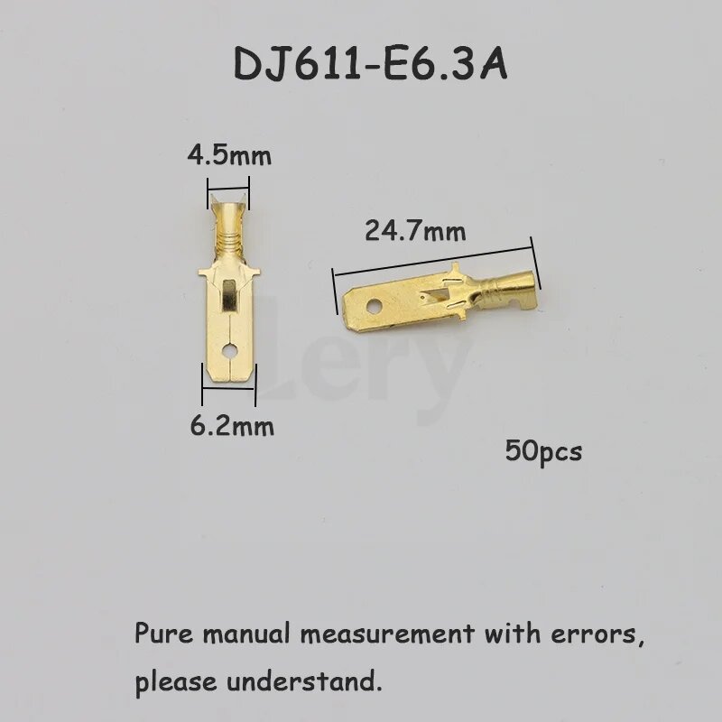 Обжимные клеммы DJ611-E6.3A Gold, 50 шт.