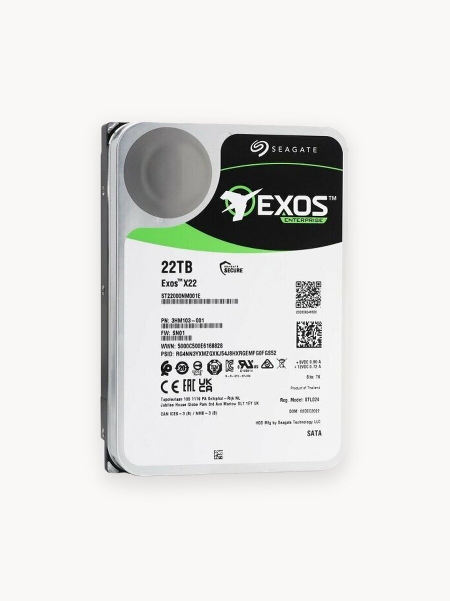 Жесткий диск Seagate Exos X22 enterprise ST22000NM001E 3.5" 22.0Tb SATA 6Gb/s 7200rpm 512 Mb