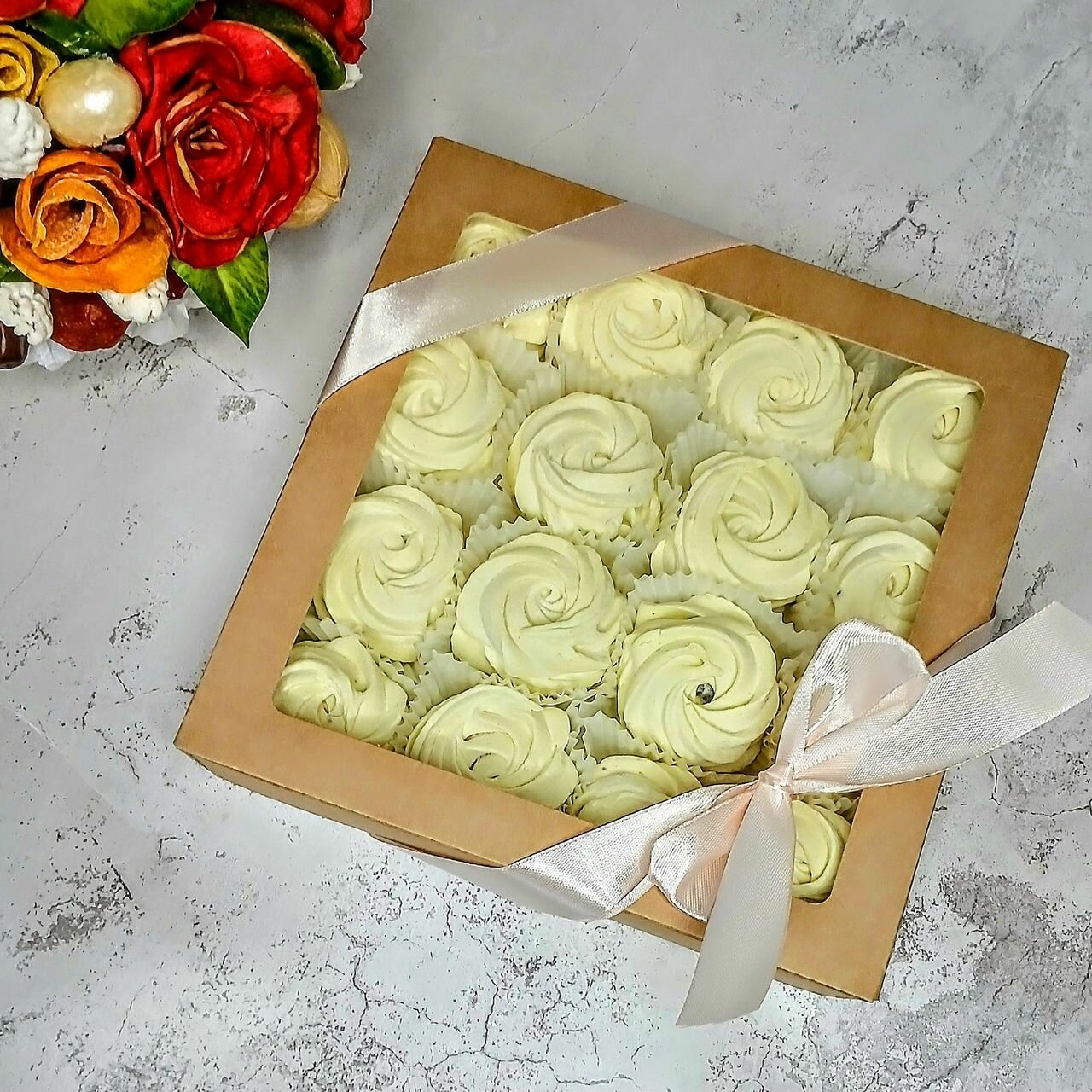 Набор зефира ручной работы банан-шоколад 16шт