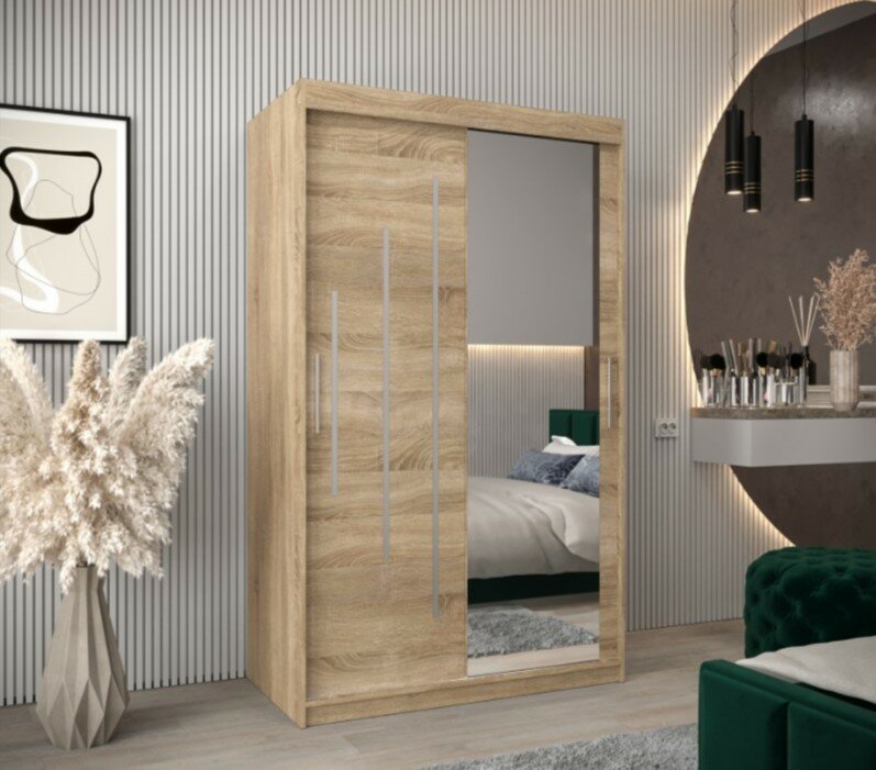 Шкаф-купе МебельЛэнд24 Валмиера NEW - 3 Дуб Сонома 80x50x210 дуб светлый для одежды двухдверный с 1 зеркалом