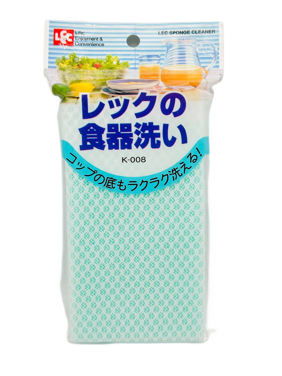 Губка для посуды LEC, в нейлоновой сетке, полиуретан, бирюзовая