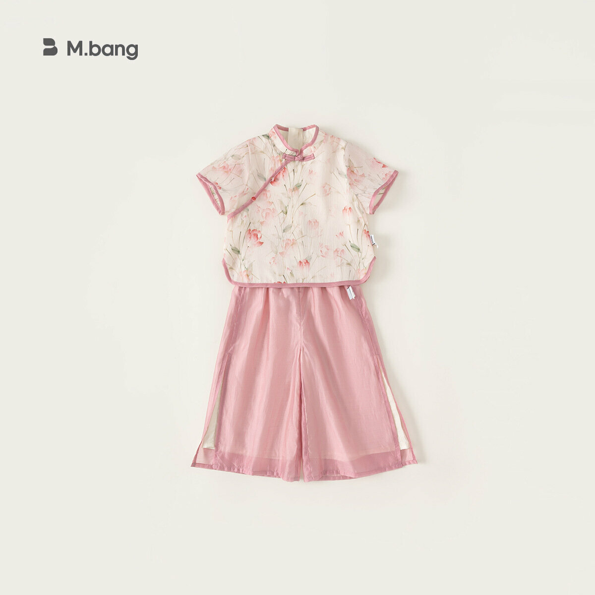 Костюм Yubao INSbobo, для девочек, национальный стиль, цветочный принт, розовый, размер 80