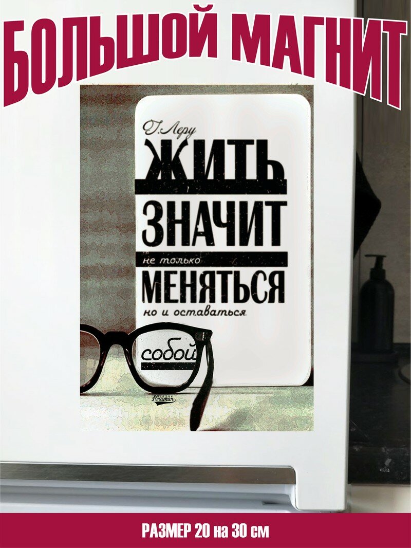 Прикольный подарок жить значит меняться и оставаться собой мотивация магнит гибкий на холодильник 20 на 30 см