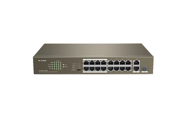 IP-COM F1118P-16-150W Коммутатор неуправляемый PoE, 18 портов, 16х100 Мбит/с, 2x1 Гбит/с, SFP 1x1 Гбит/с, PoE 16х30 Вт