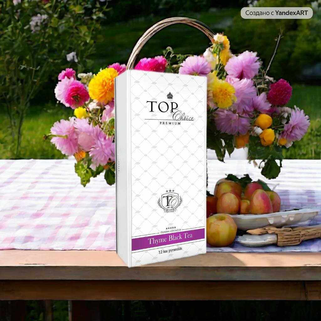 Чай с чабрецом "Thyme Black Tea", Top Choice, в пирамидках, черный, индийский, 12 пакетиков
