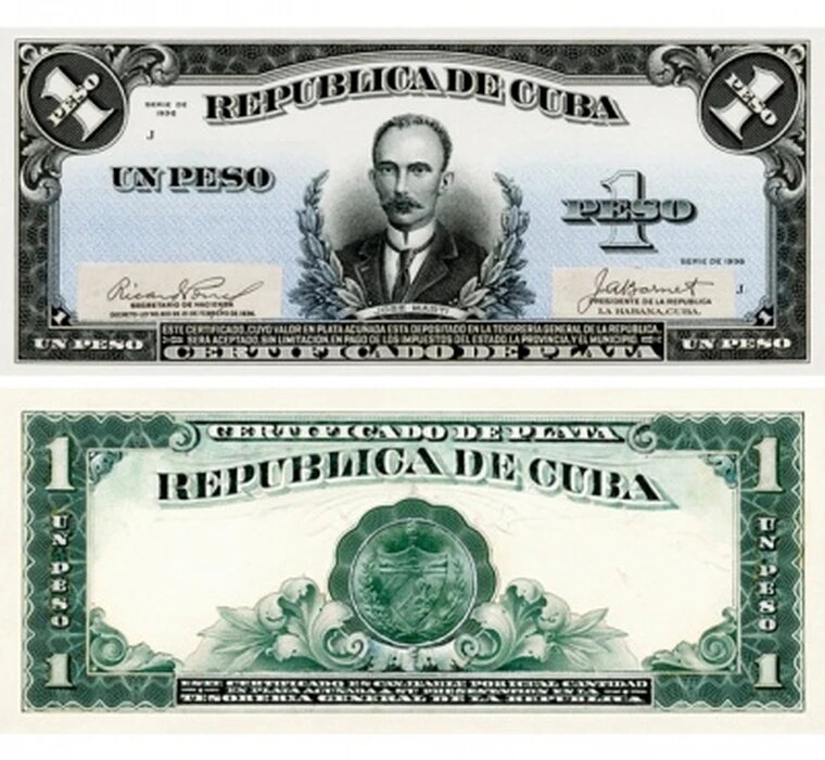Куба 1 песо 1936 серебряный сертификат, сувенирная копия, банкноты и купюры редкие коллекционные