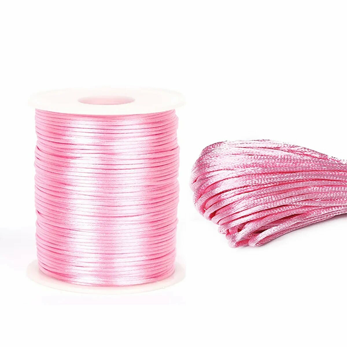 Нейлоновый атласный шнур 1,5 мм для рукоделия Розовый, 50M, Pink