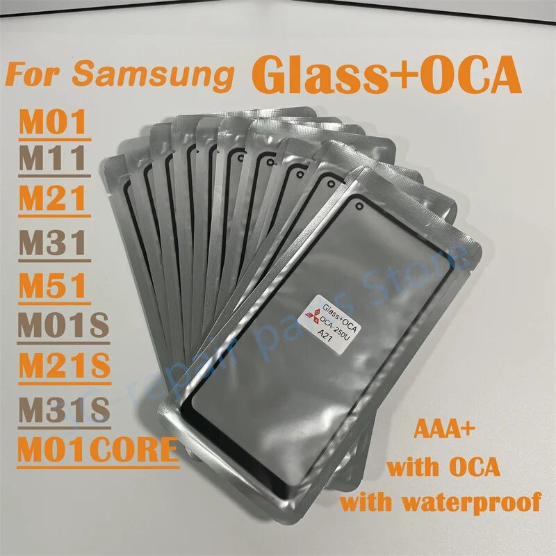 Стекло + OCA LCD передний Внешний объектив для Samsung Galaxy M01 M11 M21 M31 M51 M01S M21S M31S M01CORE, Замена сенсорного экрана, 1 шт. M31S With OCA