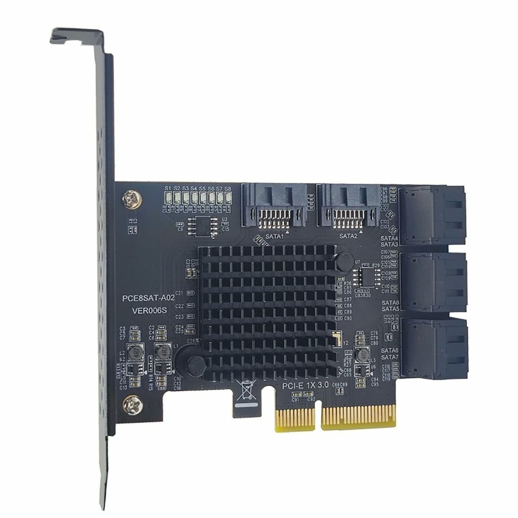 Карта PCIe SATA, 8 портов SATA3.0, низкопрофильный кронштейн, 6 Гбит/с, 8 портов PCIE 3.0 GEN3 4X для ПК-устройств