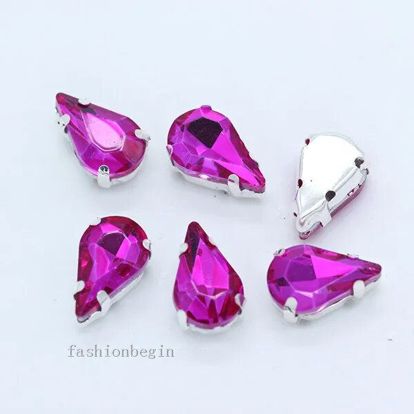 Стразы капли воды QiARSOYOO 24 цвета 5-13 мм Фиолетовый, 6x10mm-20p, rose