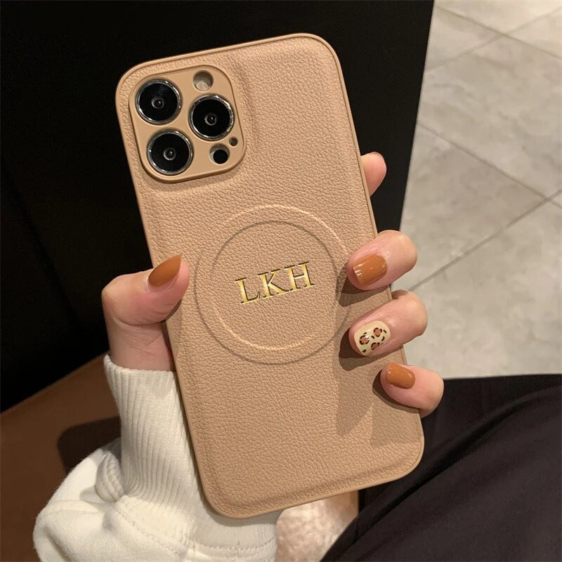 Чехол для iPhone 16 Pro с именем, Khaki-Gold
