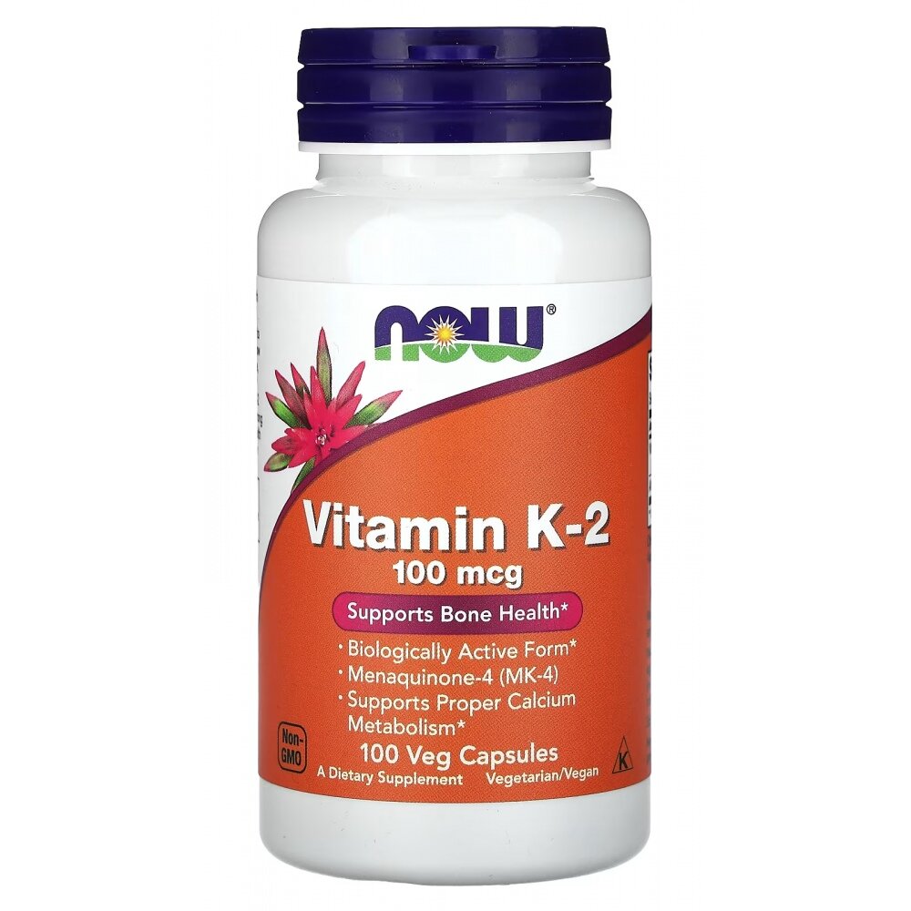 NOW Vitamin K-2, 100 капсул вегетарианских